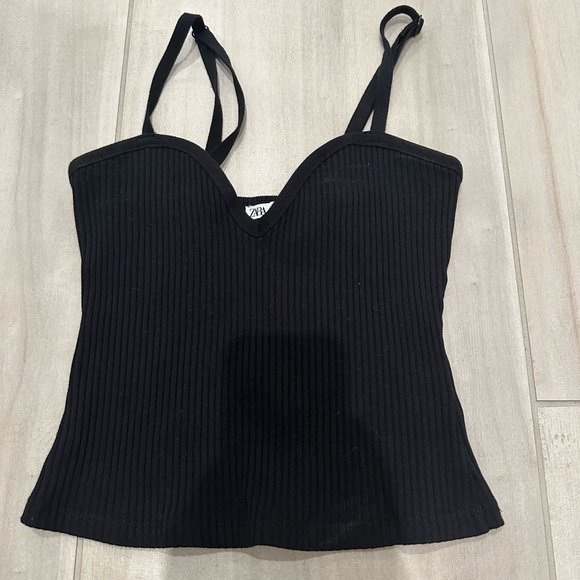 Zara | Tops | Zara Black Ribbed Camisole Top | Poshmark